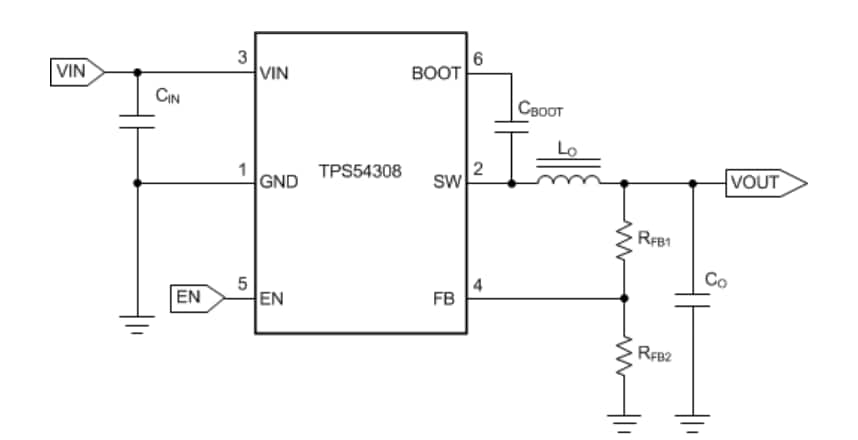 TPS54308 Synchronous 350kHz Step-Down Converters - TI | Mouser