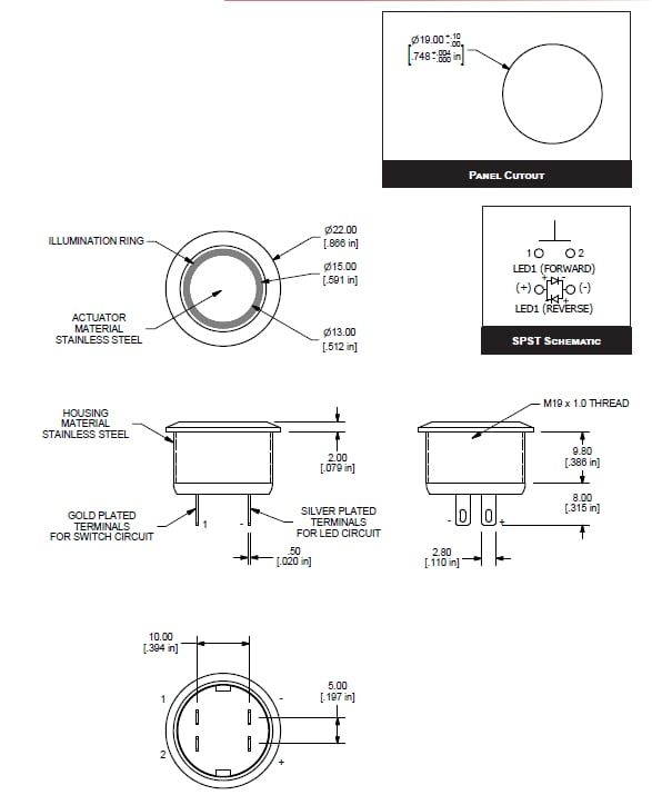 PVT4 Anti-Vandal Switches - E-Switch | Mouser
