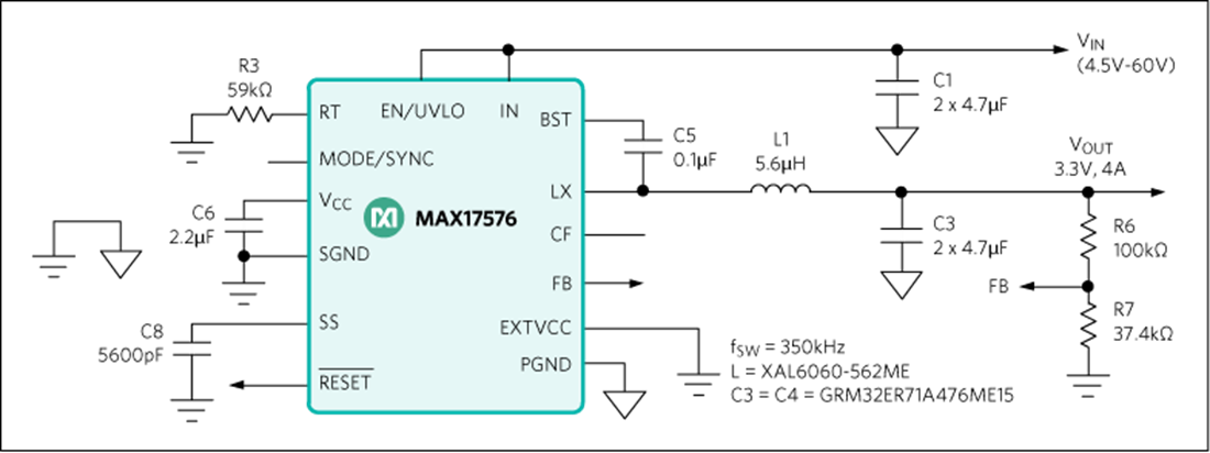 MAX17576 Synchronous Step-Down DC-DC Converter - Analog Devices / Maxim ...