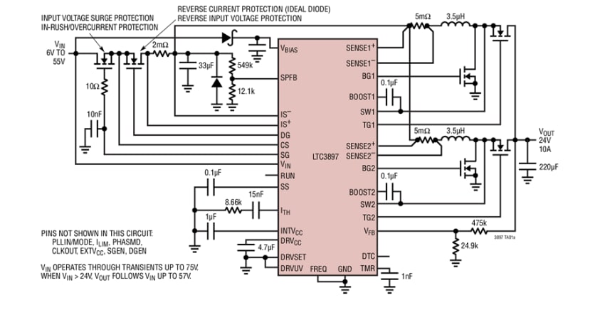 LTC3897 PolyPhase™ Synchronous Boost Controllers - ADI | Mouser