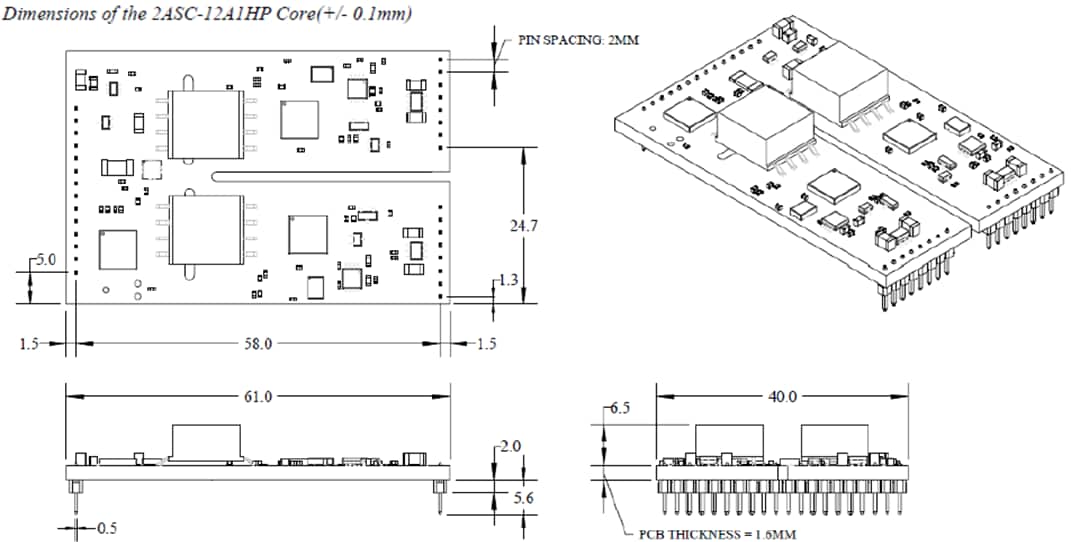 AgileSwitch 2ASC-12A1HP SiC Gate Driver Core - Microsemi | Mouser