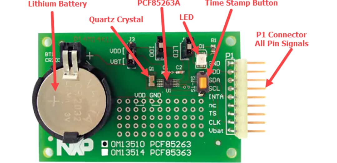 PCF85263A RTC Evaluation Board (OM13510) - NXP Semiconductors | Mouser