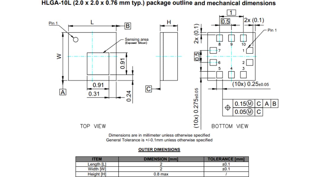 LPS22CH High-Performance MEMS Nano Pressure Sensor - STMicro | Mouser