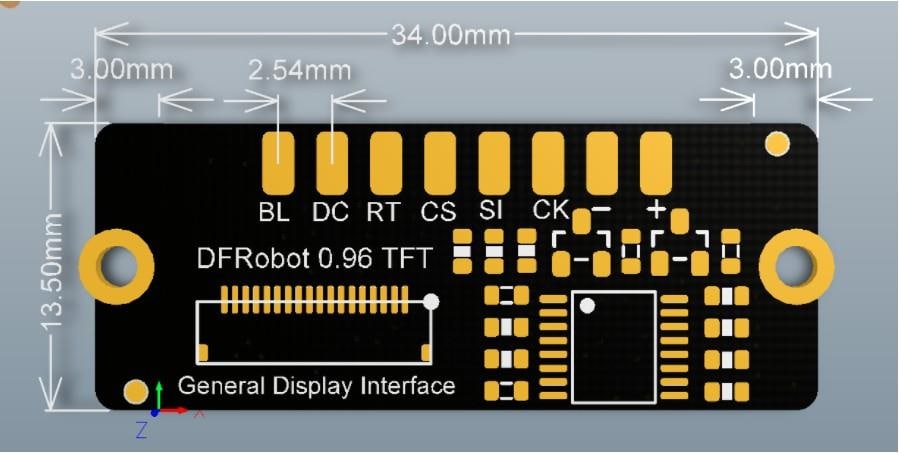 0.96" 160x80 Color SPI TFT Display - DFRobot | Mouser