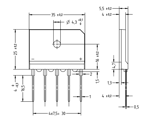 DBI25 3-Phase Diode Bridge Rectifiers - Diotec Semiconductor | Mouser
