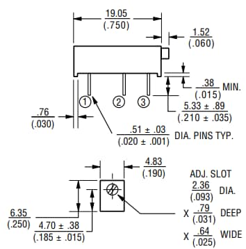 3006 Series Trimpot® Trimming Potentiometers - Bourns | Mouser
