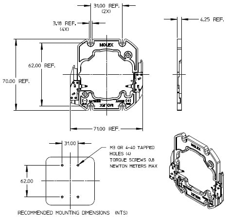 Molex LED Array Holder for Bridgelux RS - INACTIVE